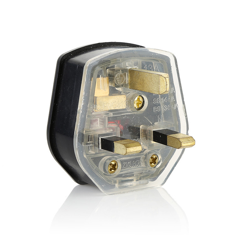 Latest Product Black Color British Rubber 13a Plug With Neon,3 Pin ...