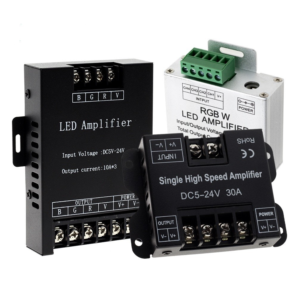 DC12V 24V Power Repeater LED Amplifier Controller 24A/30A RGB/RGBW ...