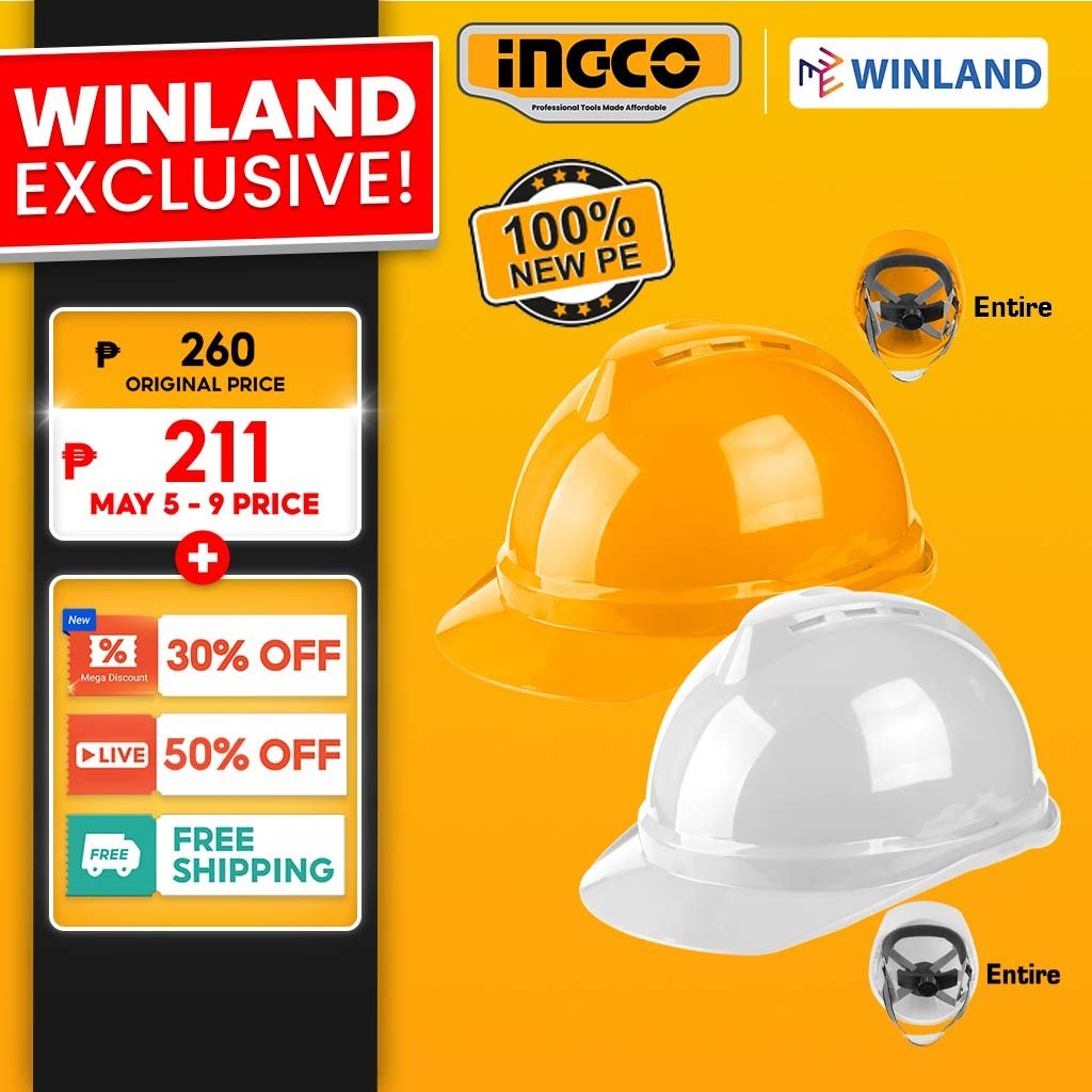 Ingco by Winland Safety Helmet PE Shell with Vents and Chinstrap SOLD ...