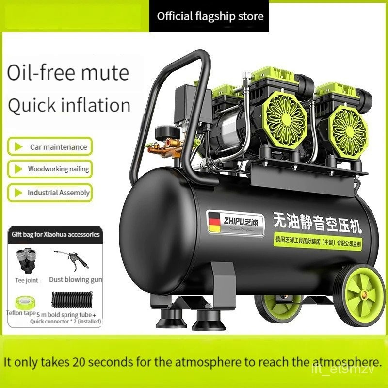 Silent Oil-free Air Compressor 220V Portable Air Compressor 12/30/50L ...
