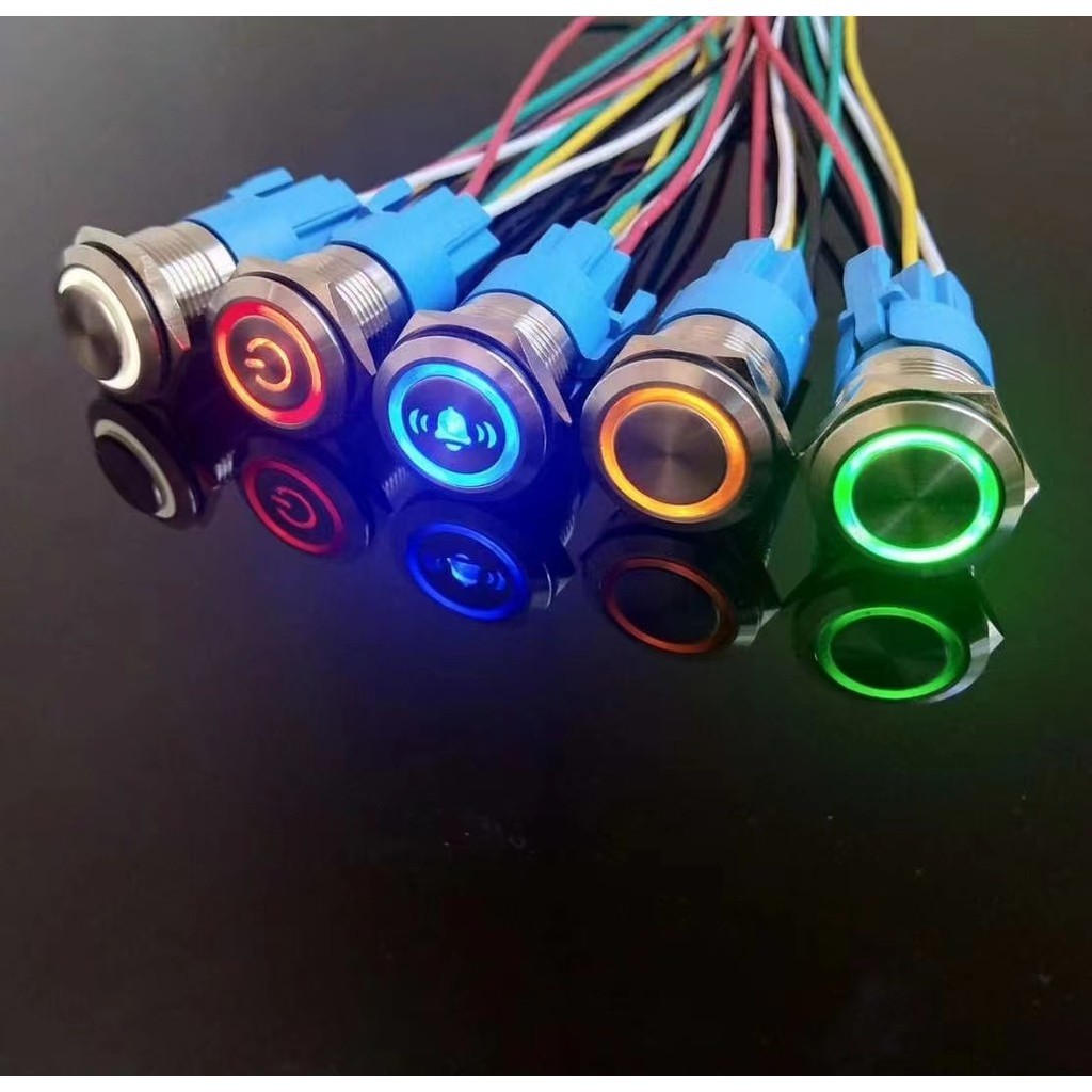 12/16/19/22MM LED Light Waterproof Momentary Horn Metal Push Button ...