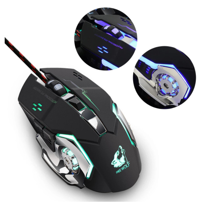 V5 USB Wired Gaming Mouse 4000 DPI LED Optical Mouse Macro program ...