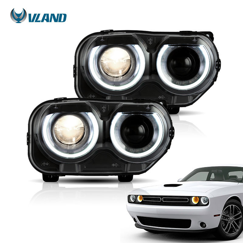 VLAND Full LED R/T SRT Dazzle DRL Headlights Car Head Light 2015-2021 ...