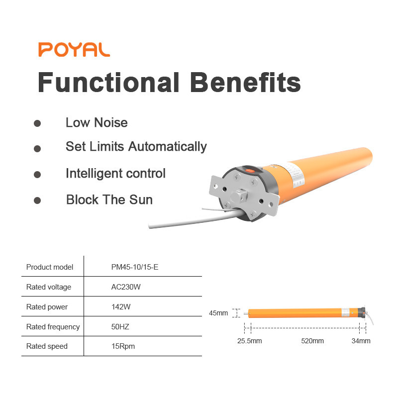 POYAL 45mm Aluminum Tuya Smart Tubular Motor for Outdoor Motorized ...