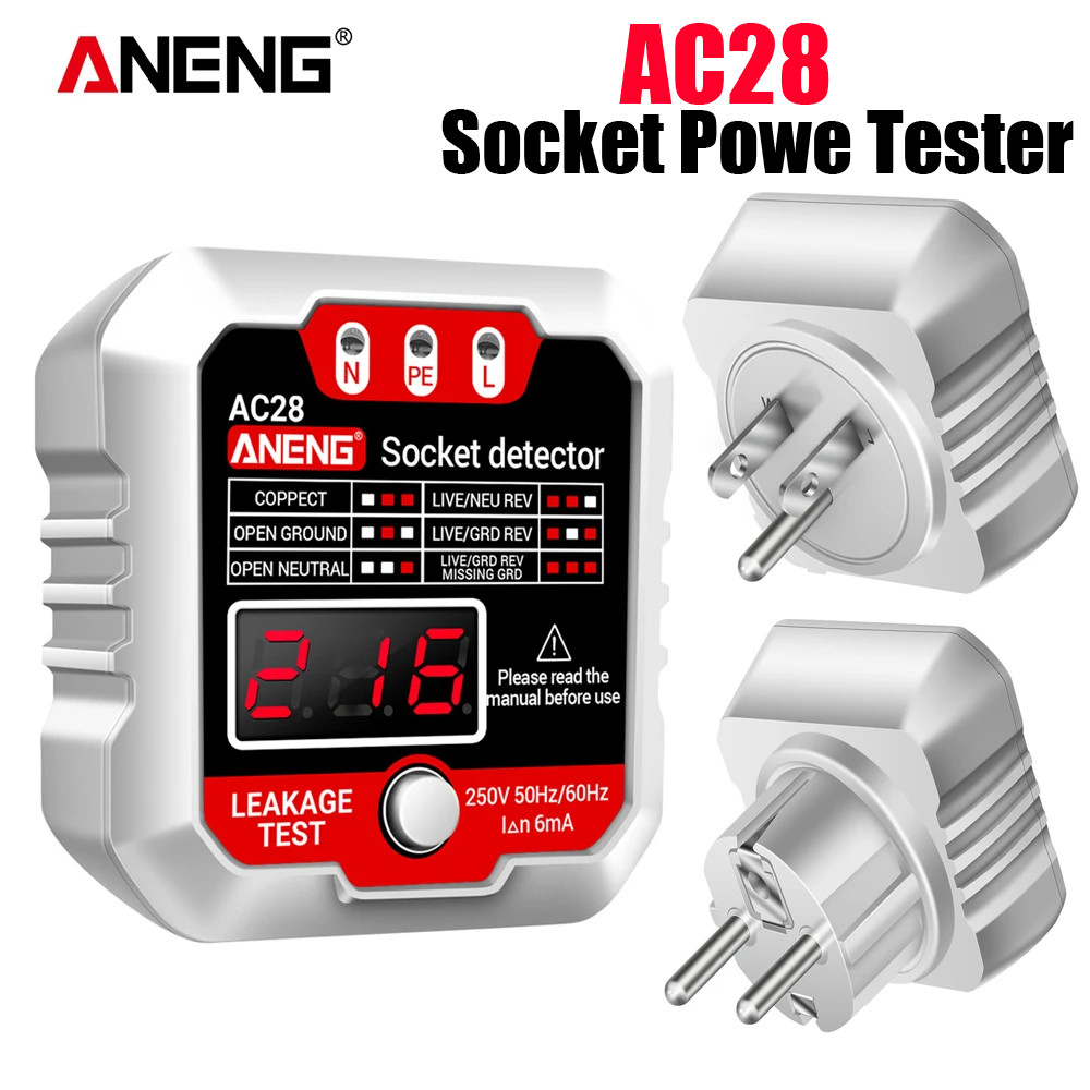 ANENG AC28 Digital Socket Power Tester 250V 50Hz/60Hz Socket Polarity ...