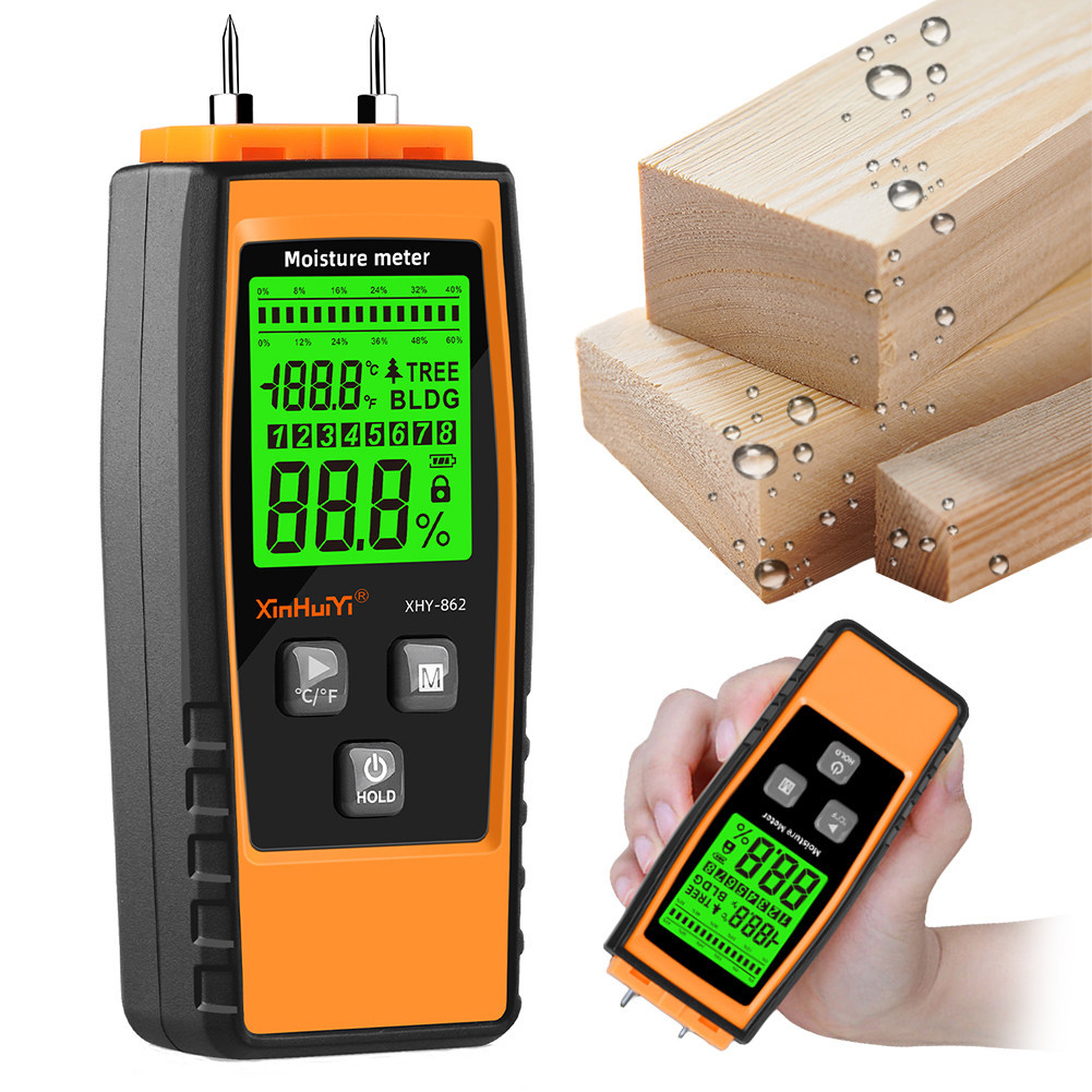 Two-pin Digital Wood Moisture Meter Professional Timber Damp Tester ...