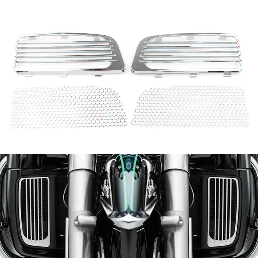 Chrome Motorcycle Radiator Grills With Mesh Screen for Harley Electra ...