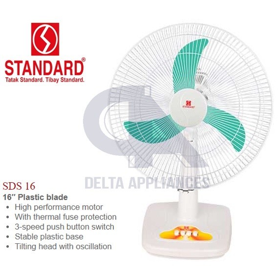 Standard Desk Fan 16" Plastic Blade (Classic Design) Original w/ 1 Year ...