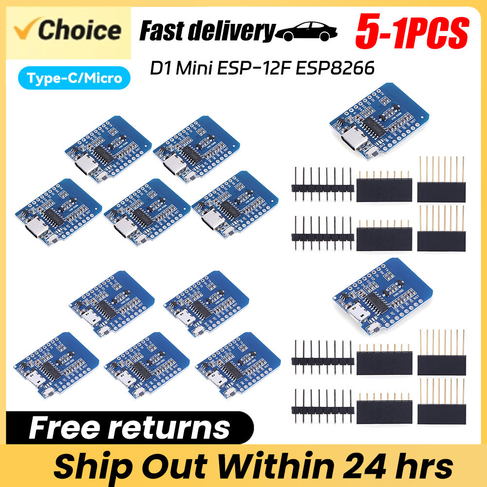 ♥D1 Mini ESP-12F ESP8266 Development Board Micro/Type-C NodeMcu Lua ...