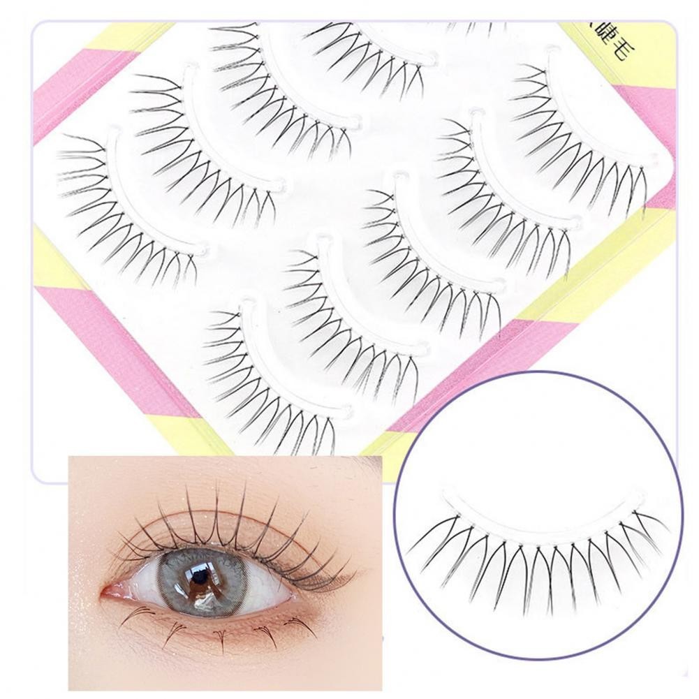 1 Set Artificial Eyelashes 3D Effect Magnify Eyes Transparent Stem Soft ...