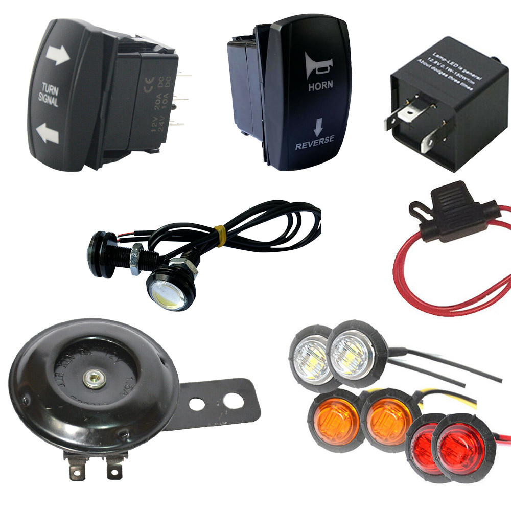 Universal Street Legal Kit With Rocker Switch Turn Signal Led Light Horn Flasher Relay Set ...