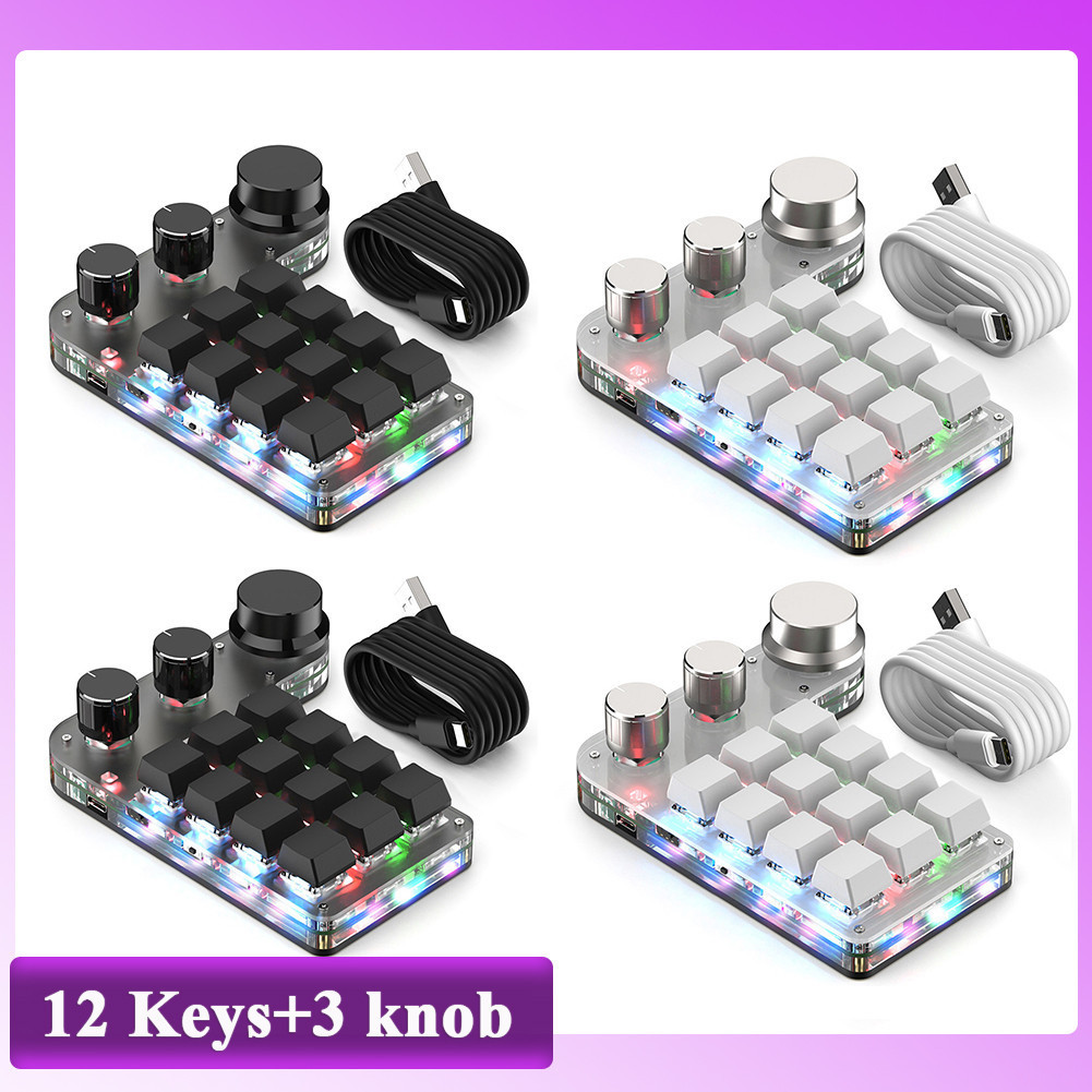 【Programming Custom Macro Keyboard Hot Swap 12 Keys 3 Knob Mechanical Keyboard RGB Wirelesss BTV ...