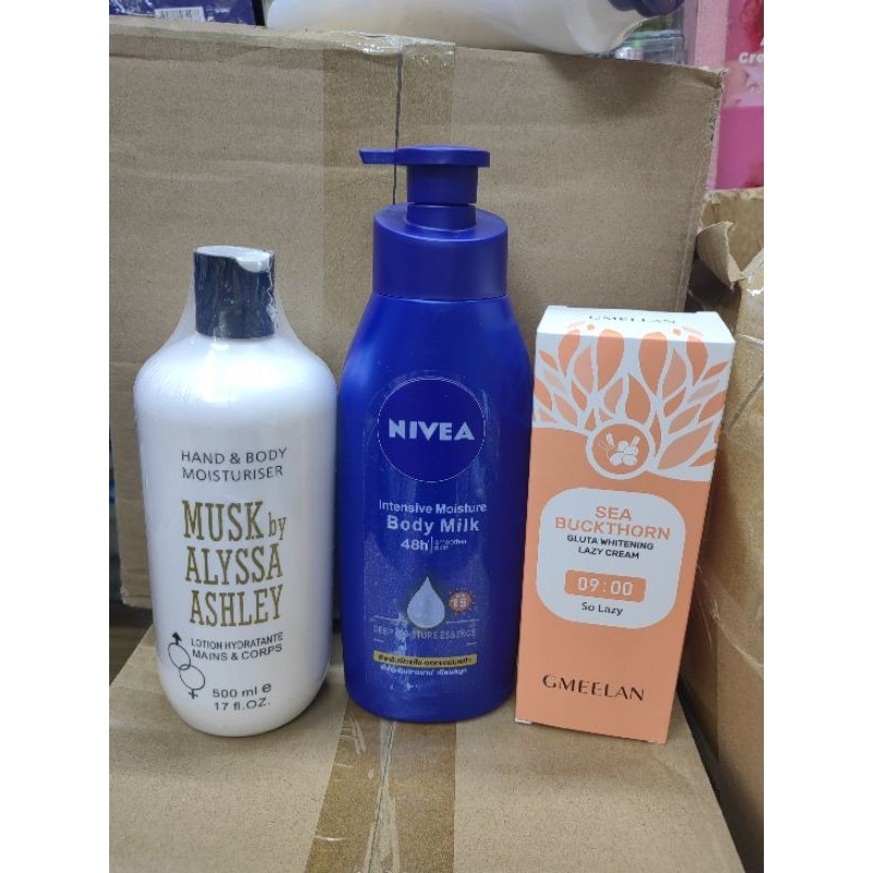 3 in1 MUSK by ALYSSA ASHLEY Lotion.& Nivea.body.milk & SEA BUCKTHORN ...