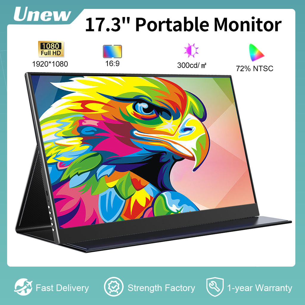 Unew 17.3 inch Portable Monitor LCD Screen 1920X1080 Full HD IPS ...