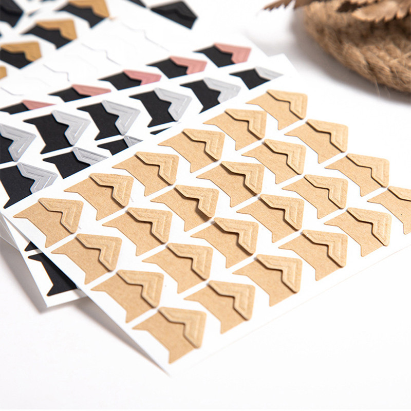 24Pcs/Sheets DIY Vintage Corner Photo Albums Corner Stickers Kraft ...