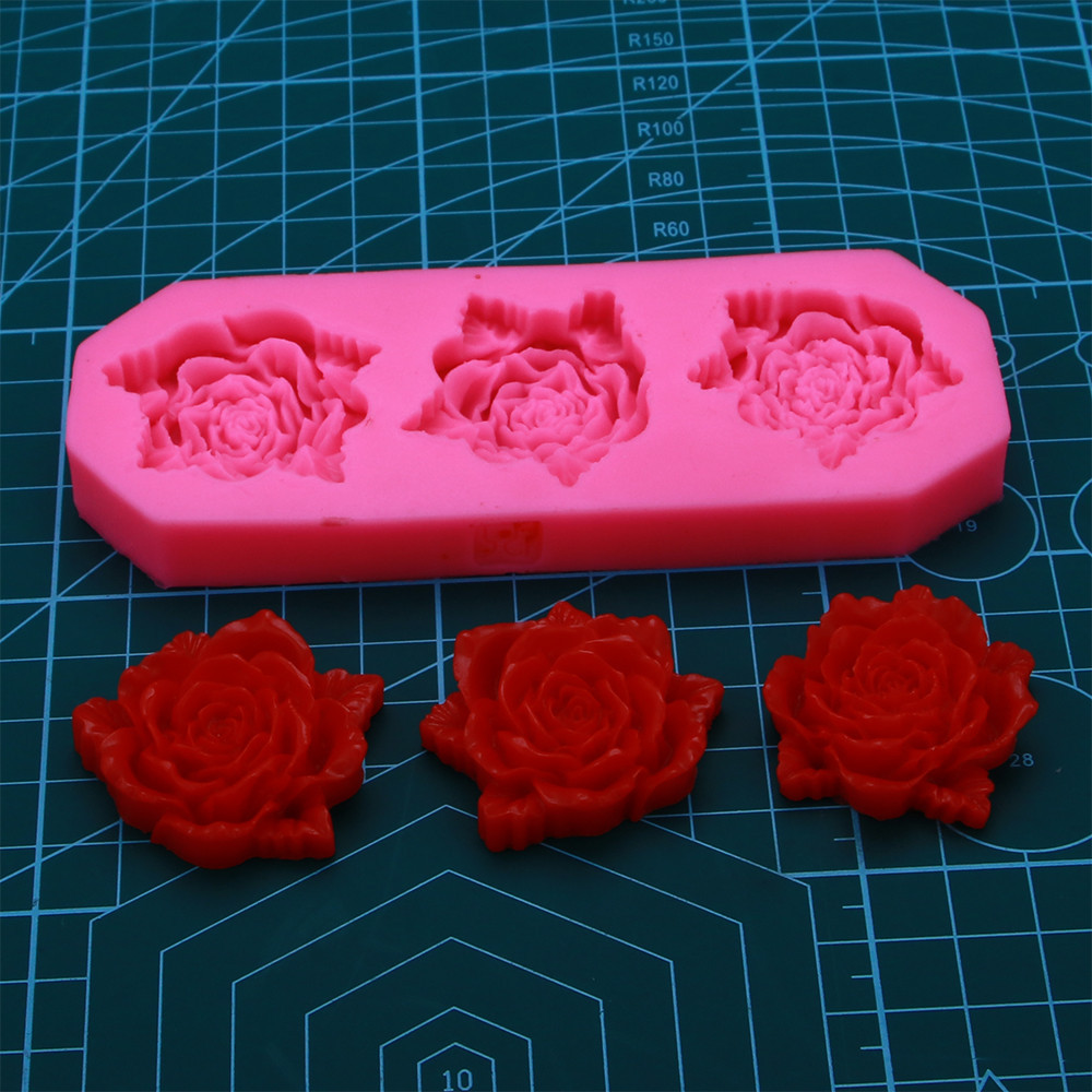 Flower 3D Reverse sugar molding fondant cake silicone mold polymer clay ...