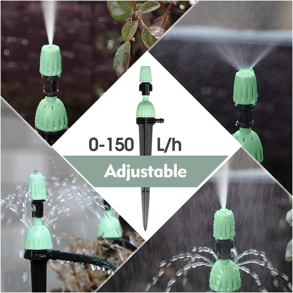 ☾1/4\" 4/7mm 2-IN-1 Drip Misting Nozzle with Stake Barb Joint Quick ...
