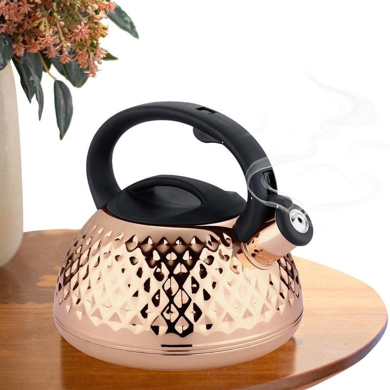 ♣Tea Pot Stovetop Stainless Steel Teapot With Whistling Spout 3L ...