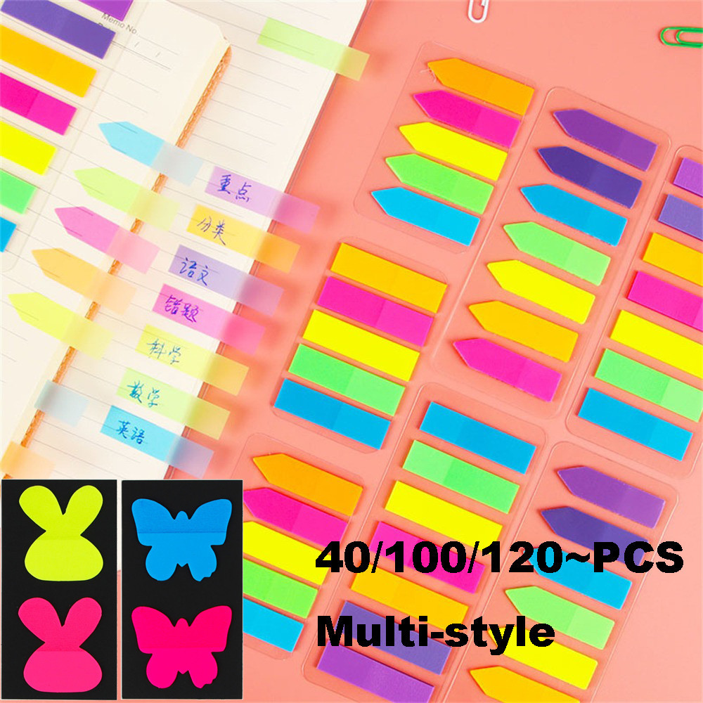 Color Stickers Transparent Fluorescent Index Tab Sticky Note Page ...