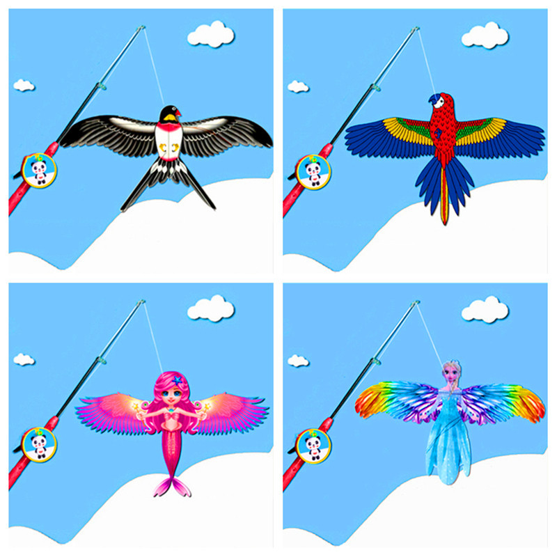 free shipping 10pcs/lot mini kites flying for children kite fishing rod ...