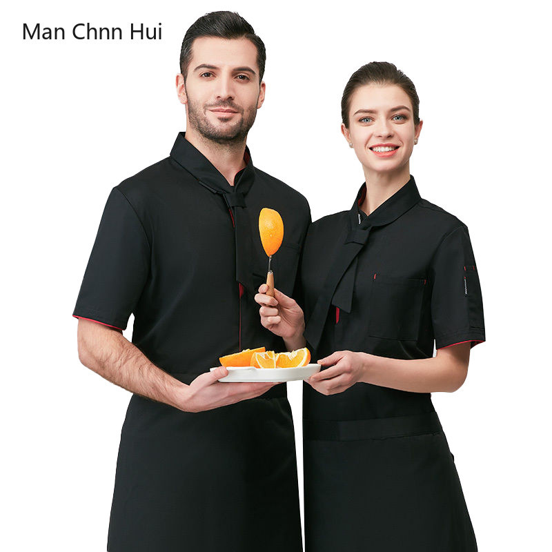 웃Black Men's Chef's Jacket Catering Hotel Kitchen Clothes Bakery Waiter ...