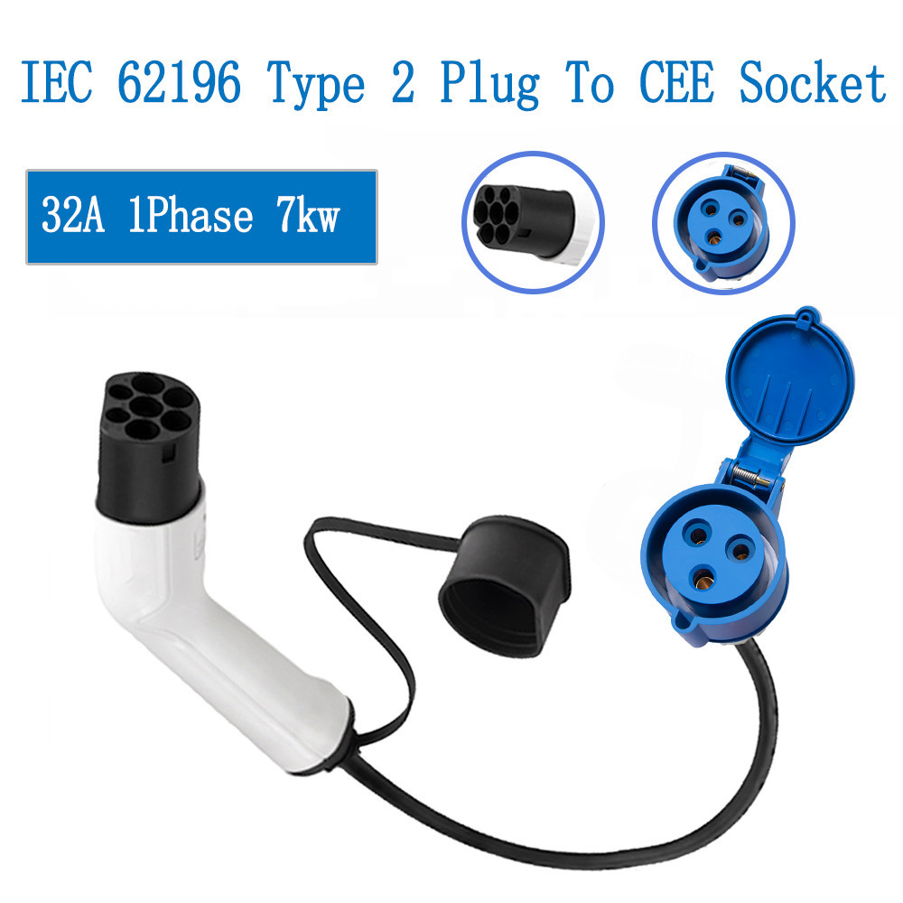 32A Type2 to CEE EV Adaptor Type 2 Male Plug to Cee EVSE Charger ...