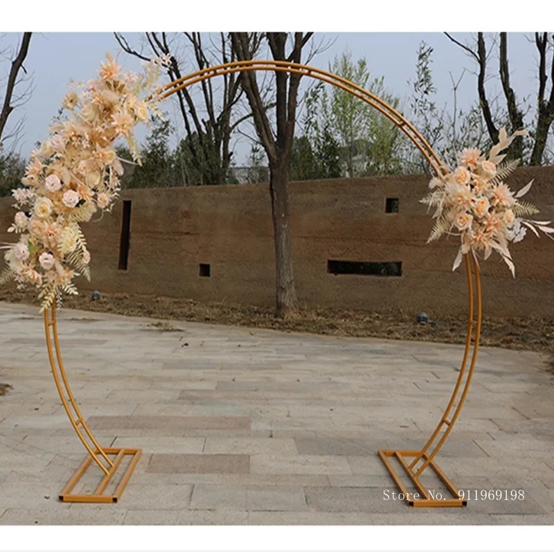 ️Wedding Arch Party Backdrop Iron Arch Flower Stand Props Double Round ...