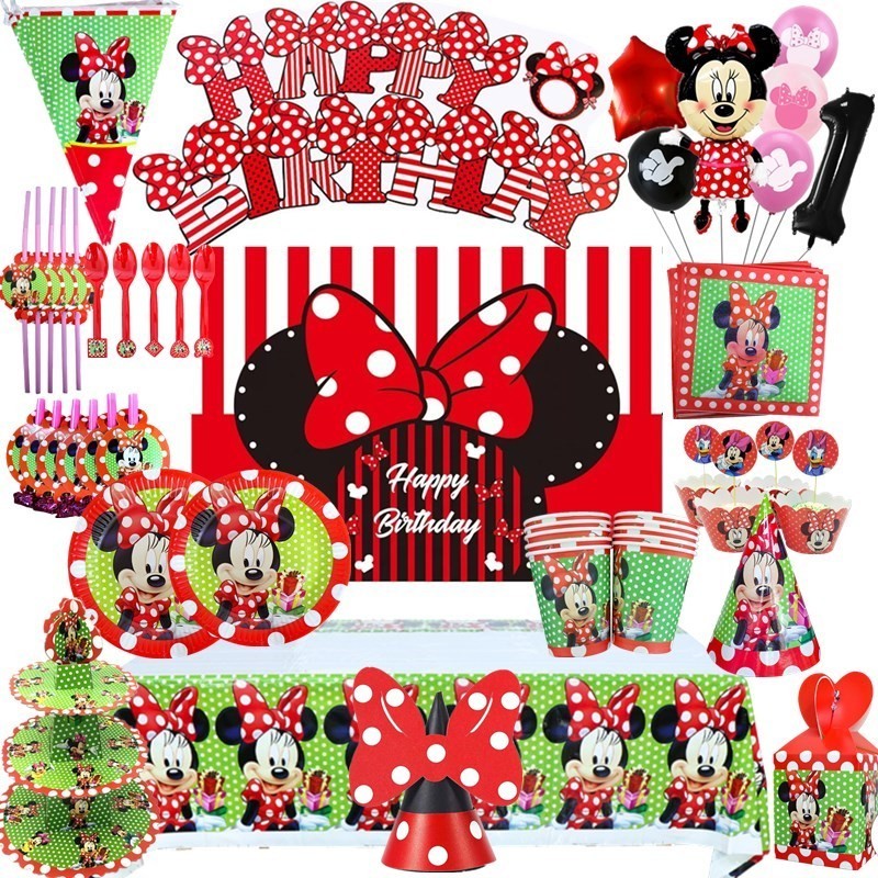 Minnie Mouse Disposable Tableware Set Kids Birthday Party Supplies ...