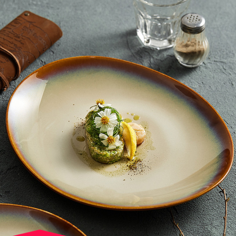 ☁Exquisite Hotel Ceramic Western Food Tableware High-end Cold Dishes ...