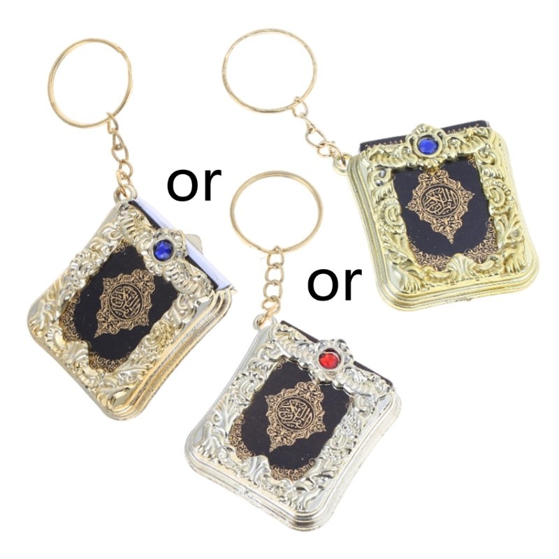 ♚Miniature Arabic Quran Book Islamic Keychain Pendant Real Paper Can ...