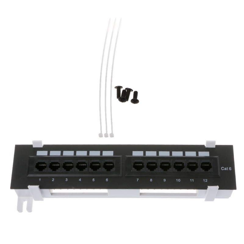 ~12-Port Blank Patch Panel Rack Mount Cable Management For Cat5e/Cat6 ...