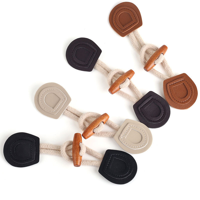1Pair Toggle Buttons PU Leather Horn Toggle Clasps Duffle Coat Closure ...