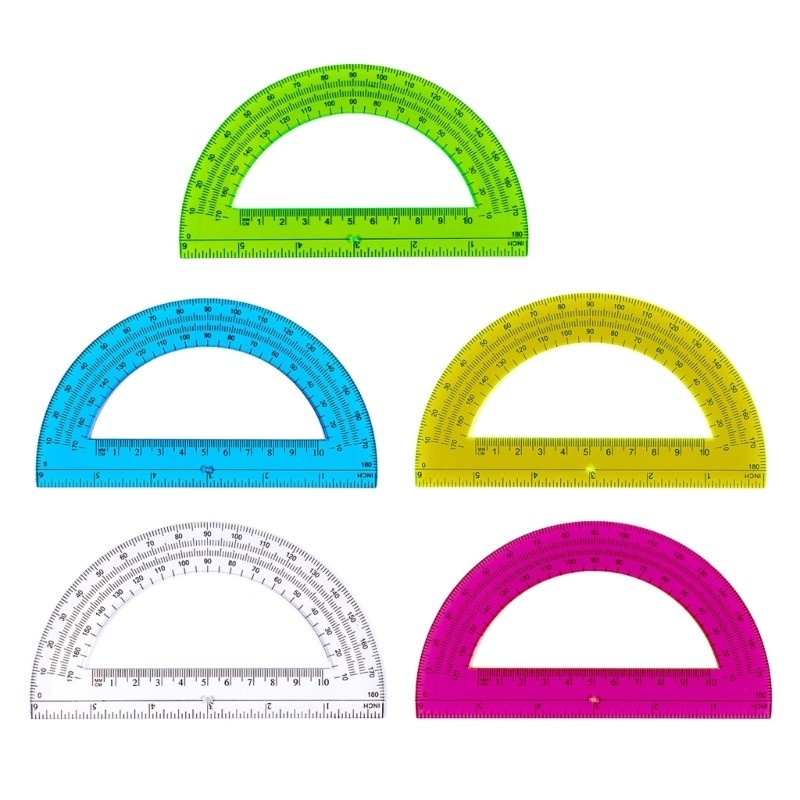 5Pcs Clear Plastic Protractor 180 Degrees Protractors 6Inch Protractors ...