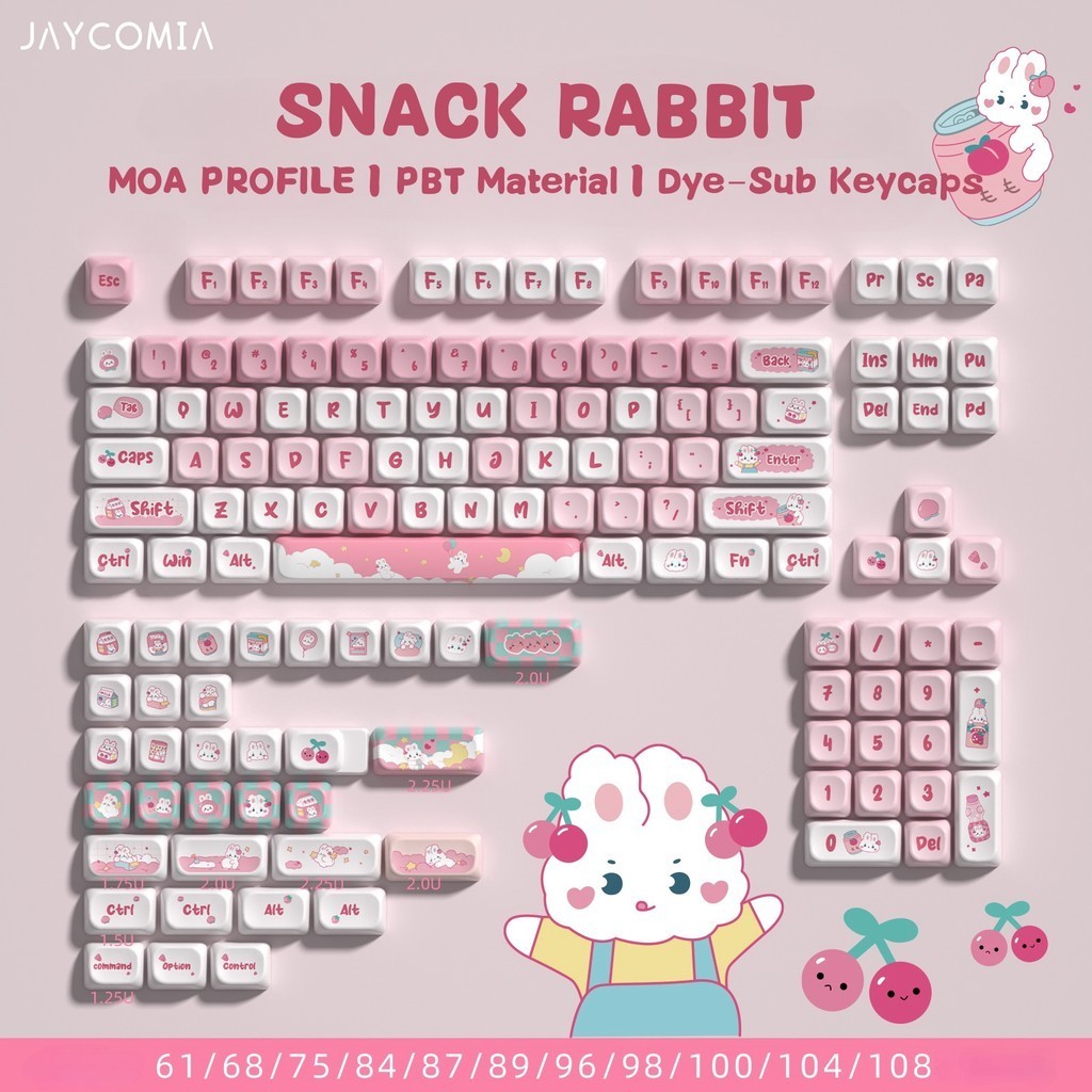 ≈MOA Keycaps Rabbit PBT Material Dye-Sub Key Caps Big Set For ...