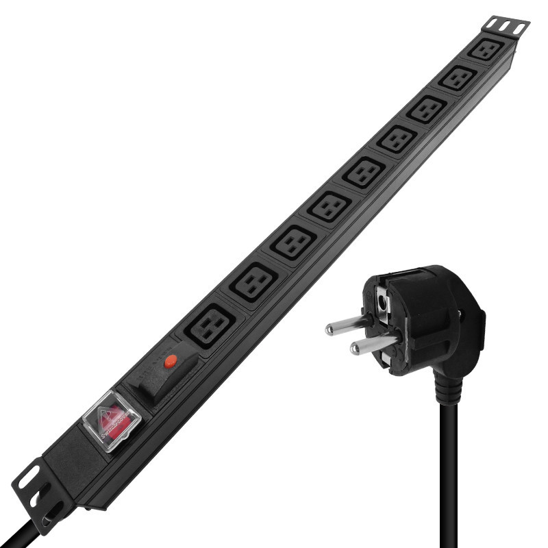 ☀PDU Power Distribution 9 Unit Strip Network Cabinet Rack Electric Plug Socket Outlet Overload D ...