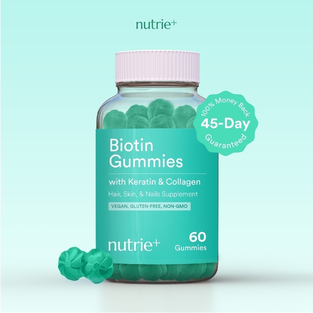 Nutrie Biotin With Keratin And Collagen Gummies 60pcs (Hair, Skin, And ...