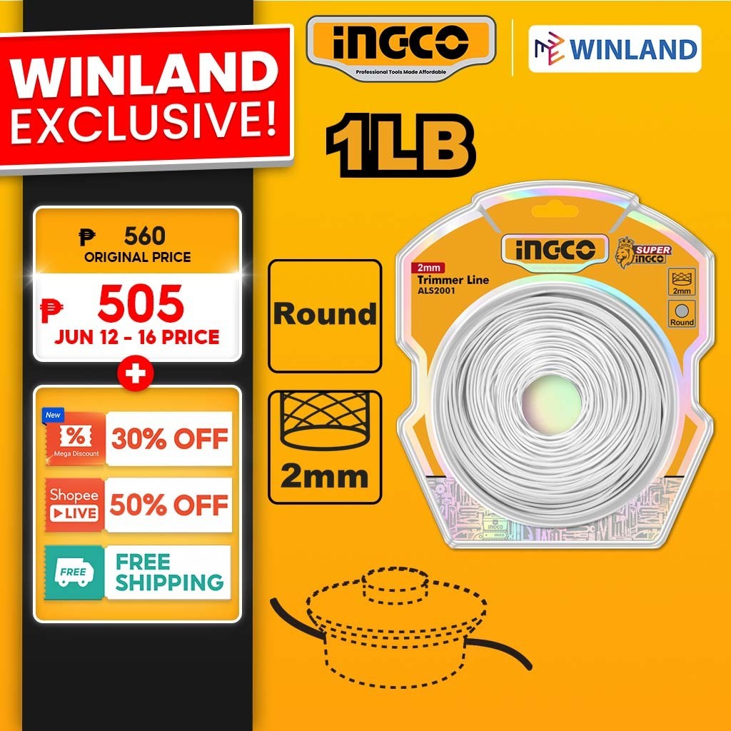 Ingco by Winland 2mm Round Trimmer Line for GBC5434421 Gasoline Grass ...