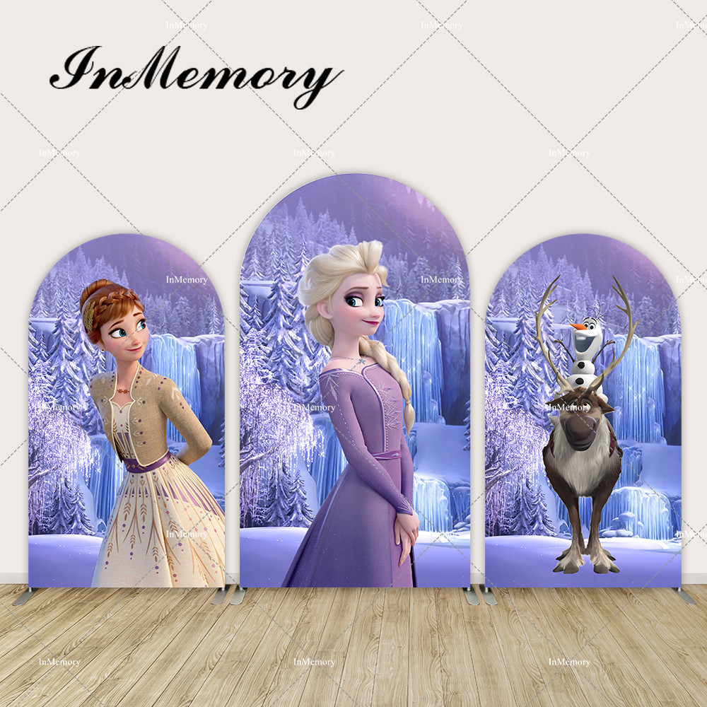 ☄Elsa Anna Frozen Theme Arch Backdrop Cover for Girls Baby Shower ...