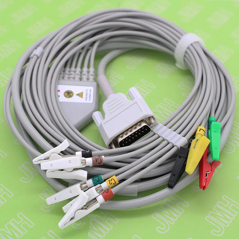 DB15P animal EKG ECG EMG 10-lead cable and Alligator-clip electrode for ...