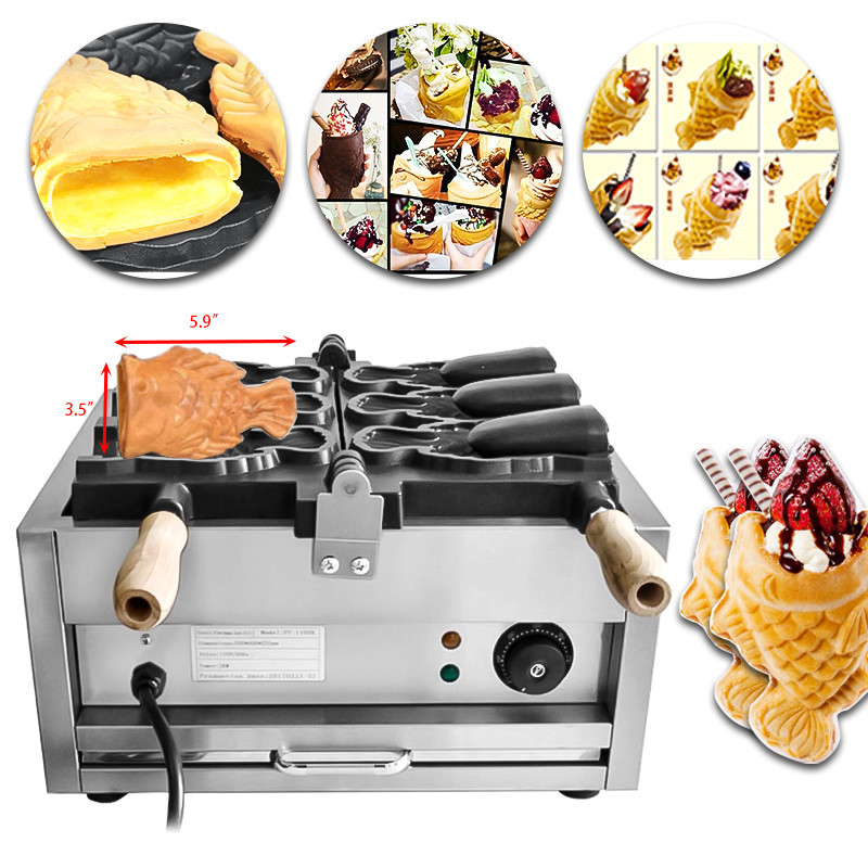 Commercial Electric Non-stick Fish Waffle Ice Cream Taiyaki Maker Baker ...