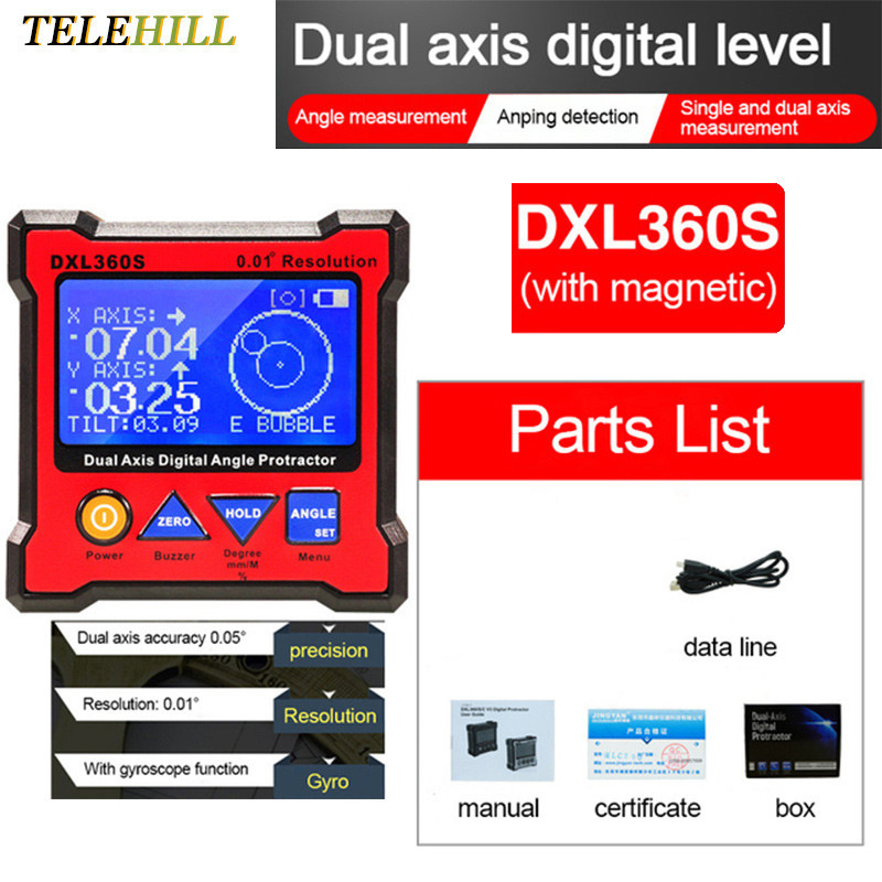 High-precision Dual-axis Inclinometer Digital Level Meter Gauge Angle ...