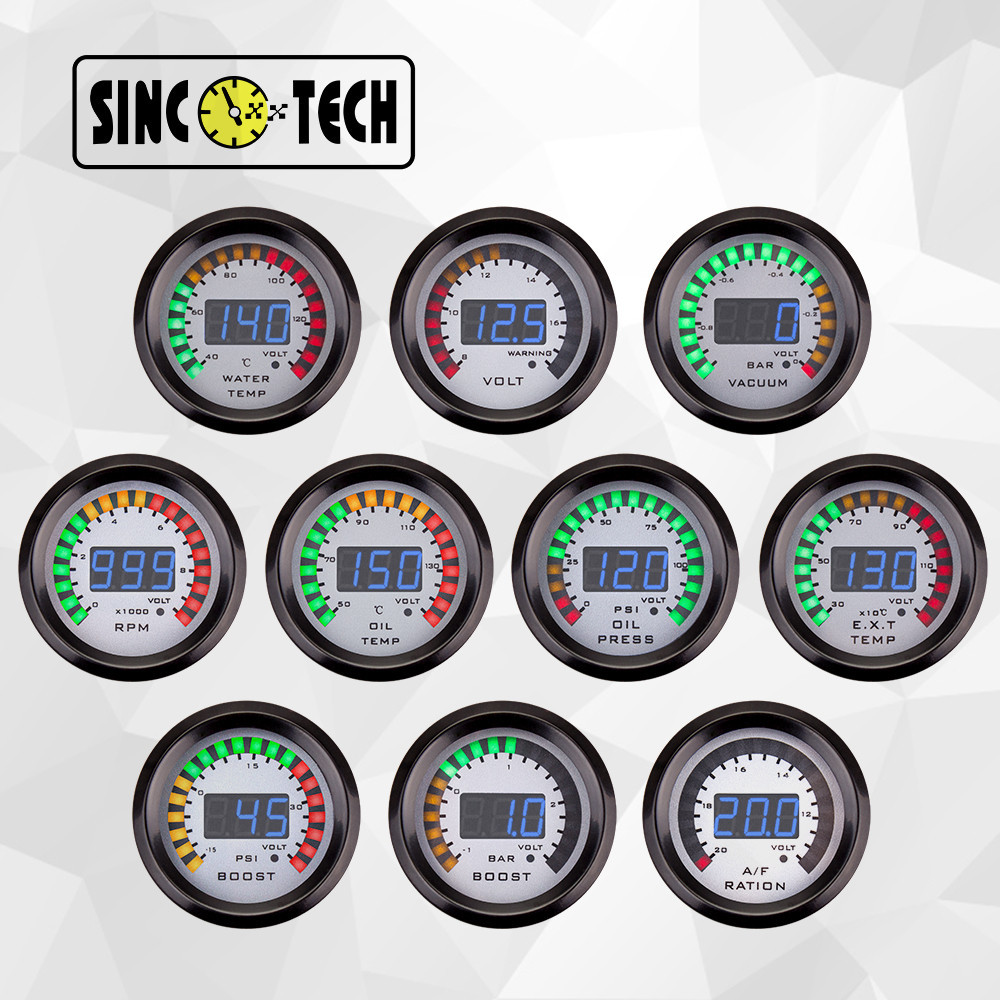 ๑52mm Sincotech 623C Series Tachometer Boost/Turbo Water Temp Oil ...