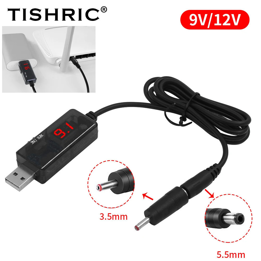 TISHRIC USB DC 5V to 12V 9V Power Cable For Route WIFI Converter Wire usb Boost Module Adapter 2 ...