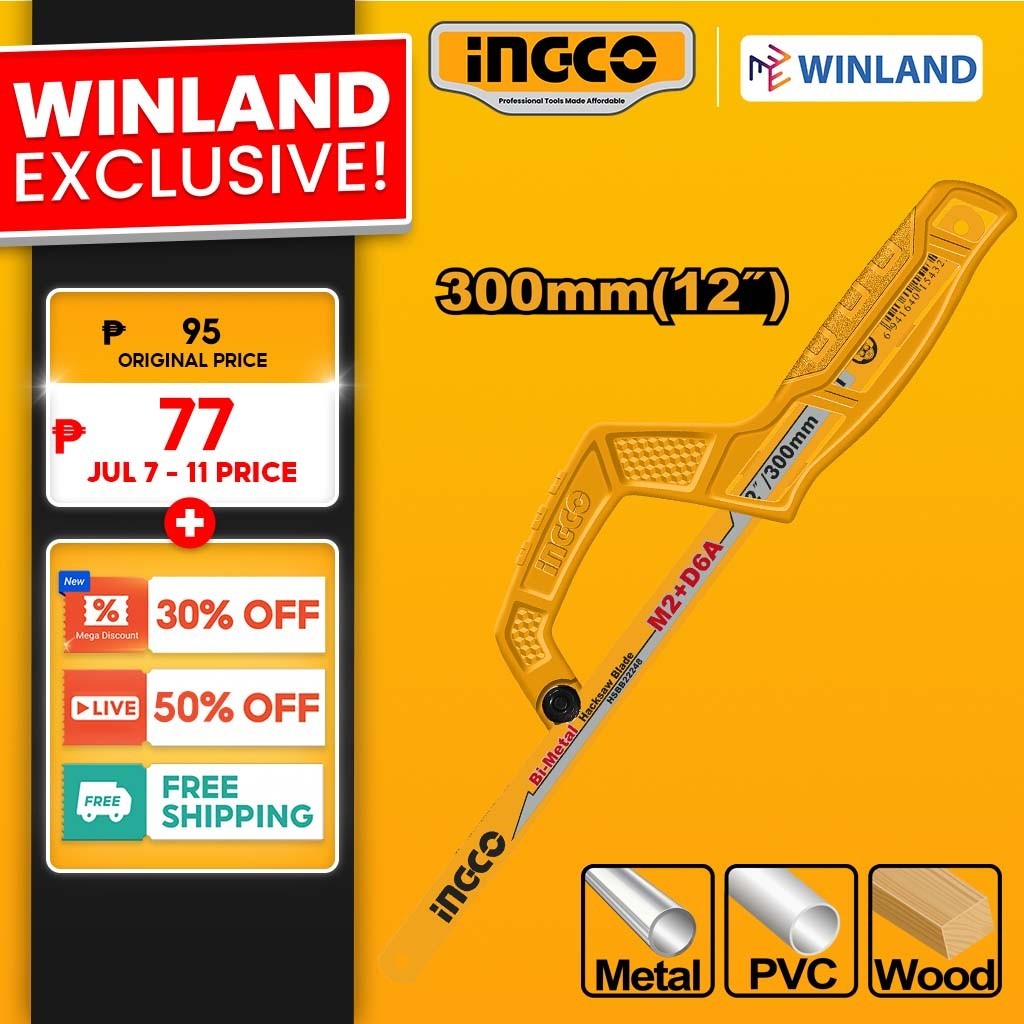 Ingco by Winland Mini Hacksaw Frame 250mm (10") 300mm (12") MHHF1504 ...