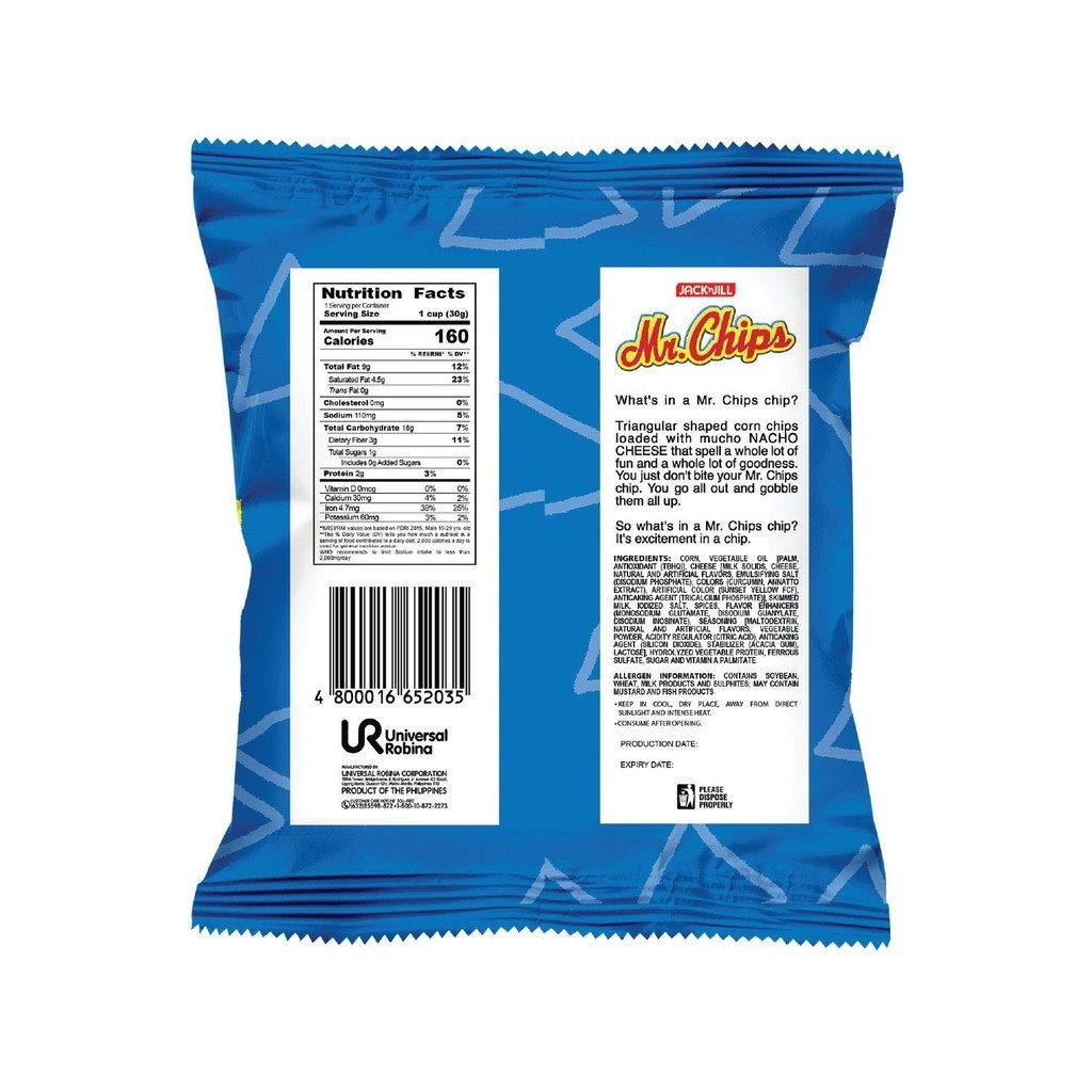 Mr. Chips Nacho Cheese Flavored Corn Chips 24g - 5 packs | Shopee ...