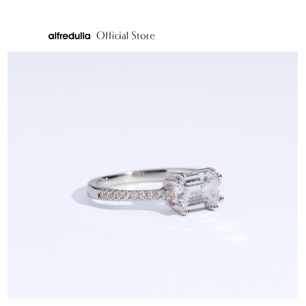 Alfredulla Emerald-cut basic Silver 925 Zirconia Ring | Shopee Philippines