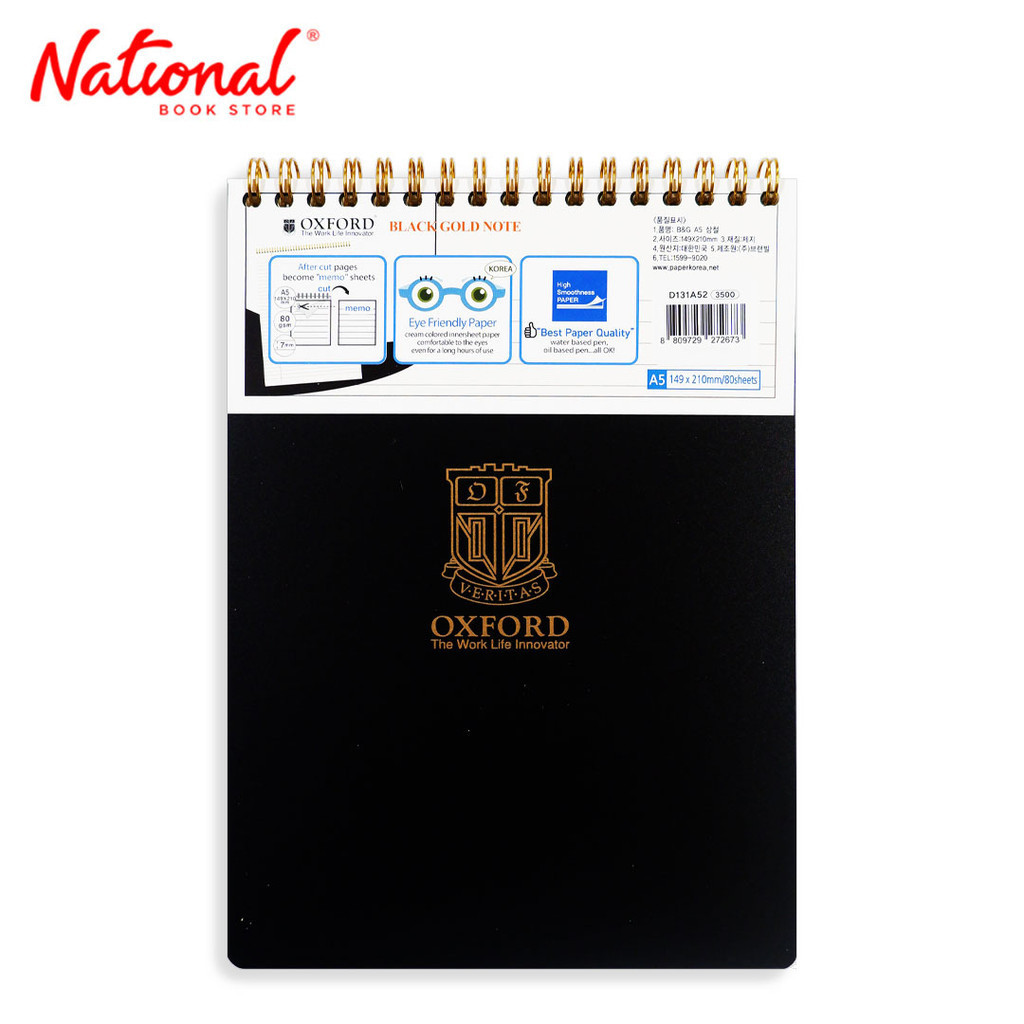 Oxford Spiral Topbind PP Notebook A5 80's Black - School & Office ...