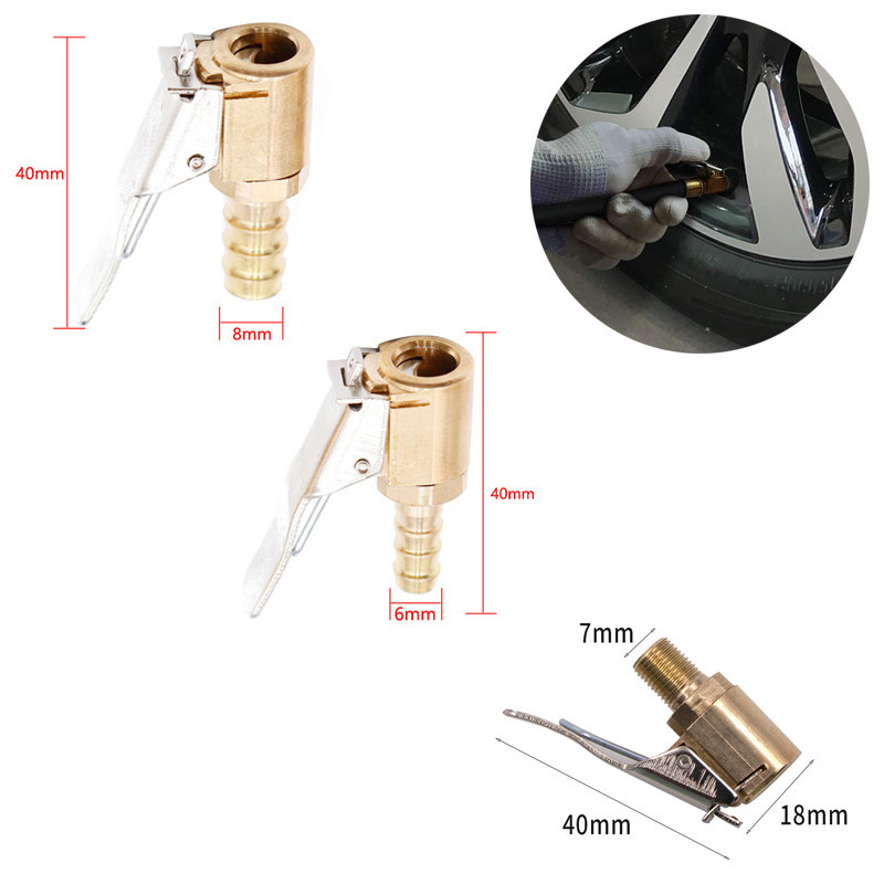 Car Air Pump Chuck Clip 6mm 8mm Tyre Wheel Tire Brass Air Chuck ...