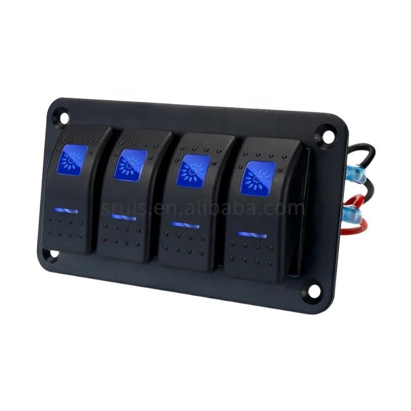 Waterproof 4 Gang Switch Panel For Car Boat RV Truck Marine 4 Way Panel ...
