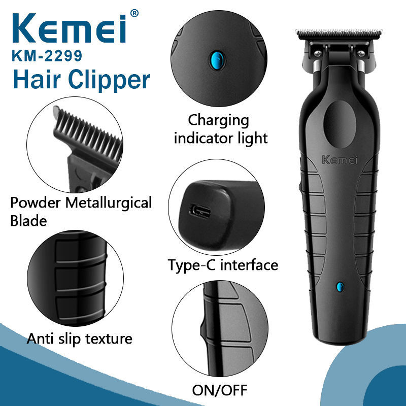 Kemei KM-2299 Hair Clipper Rechargeable Cordless Electric Barber USB Rechargeable Barber Trimmer ...